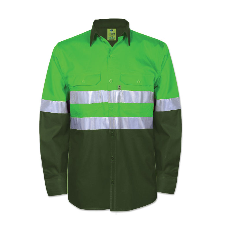 Vulcan Two-Tone Reflective Vented Mining ShirtApple Green/Olive ...